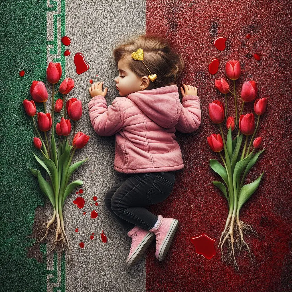 عکس زیبای هوش مصنوعی از ریحانه سلطانی شهید کاپشن صورتی کرمان